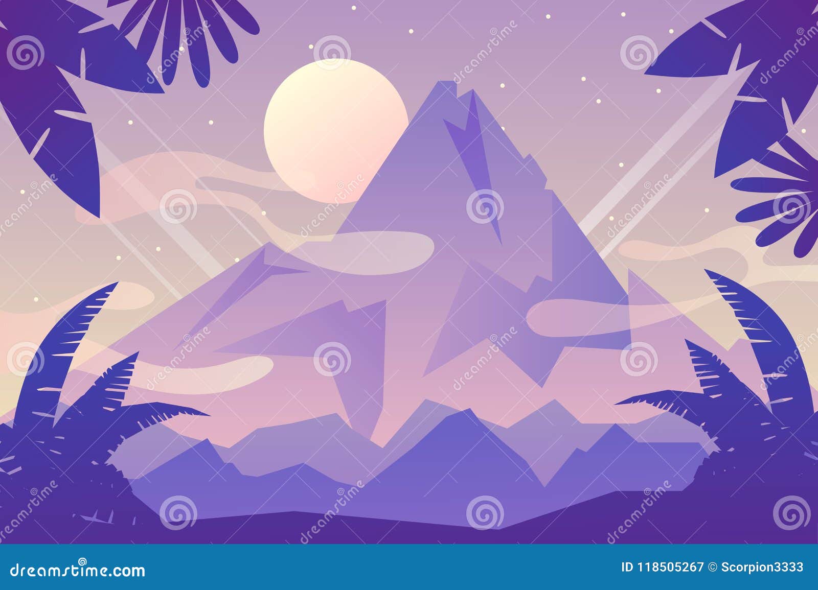 Peak. Vector Mountain Landscape Stock Illustration - Illustration of ...