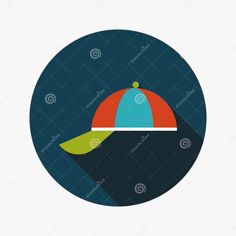 Peaked Cap Flat Icon with Long Shadow Stock Vector - Illustration of ...