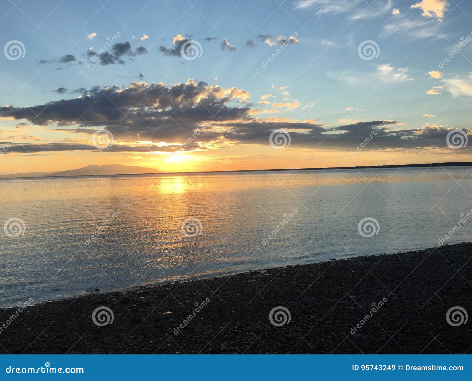 Peaking Sun stock image. Image of ocean, midnight, sunset - 95743249