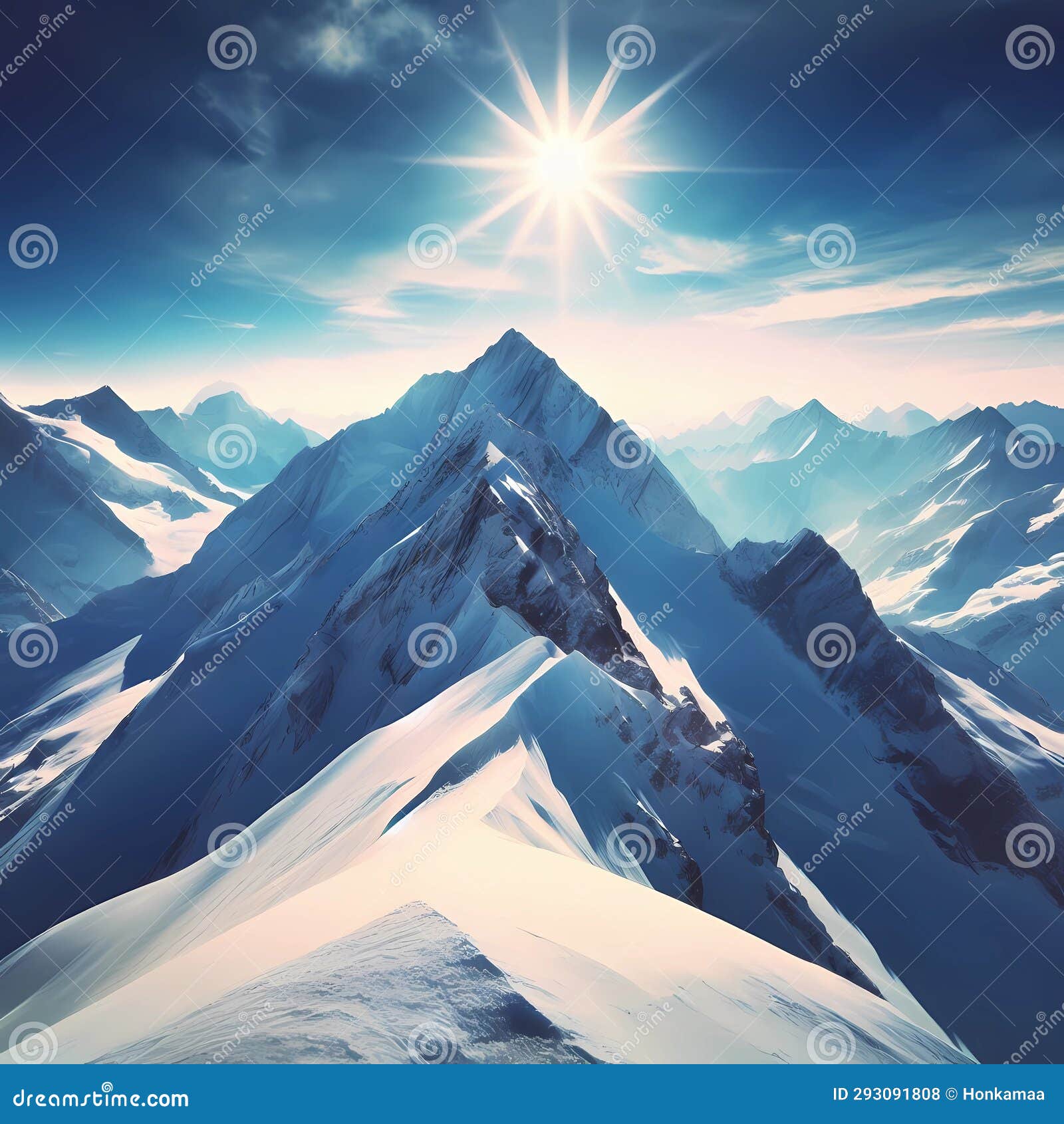 The Peak of a Very High Mountain Stock Illustration - Illustration of ...