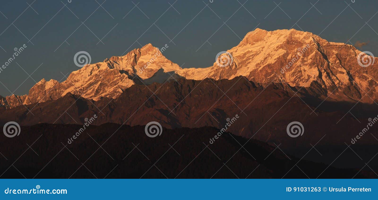 Peaks of the Manaslu Range at Sunset Stock Image - Image of landmark ...