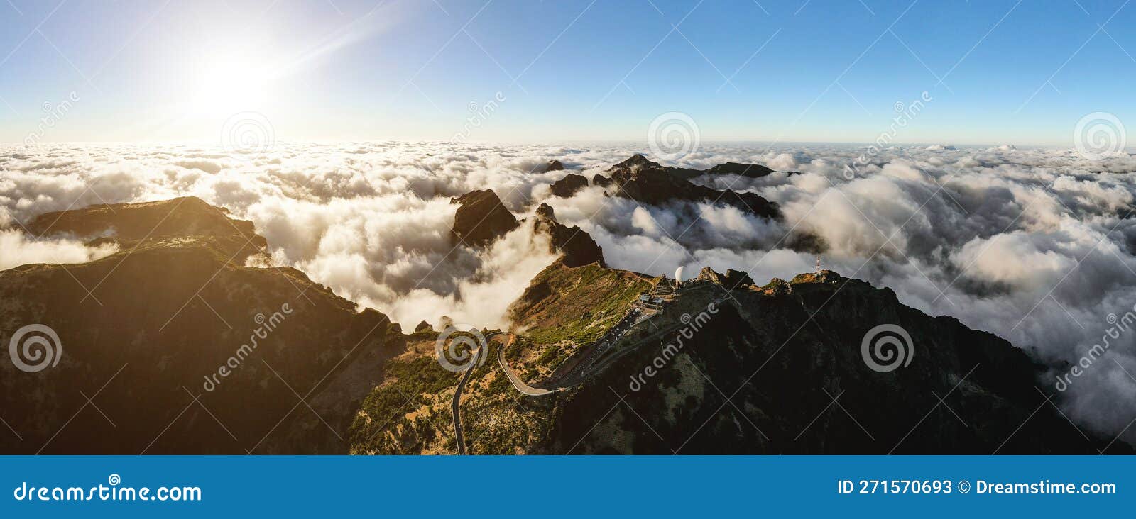 Peaks of Mountains Over the Clouds. Madeira Pinnacles Panorama. Top ...