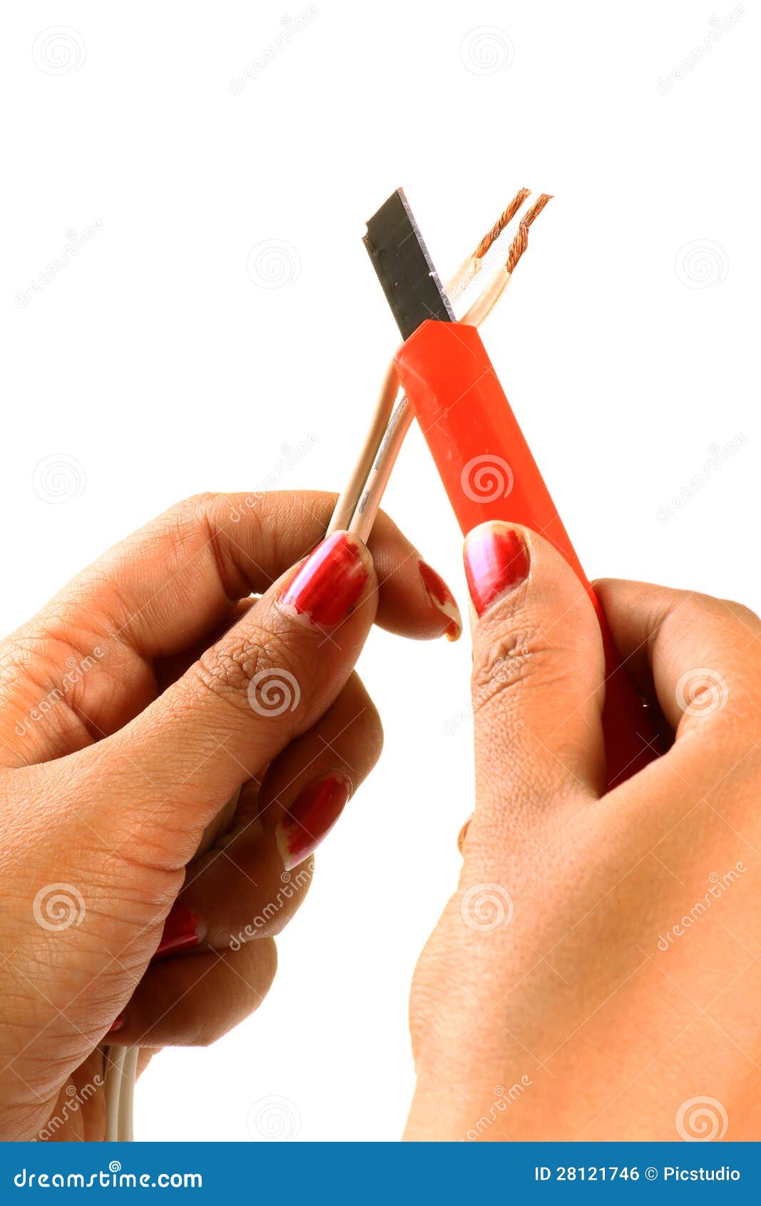 Pealing wire stock photo. Image of electricity, hand - 28121746