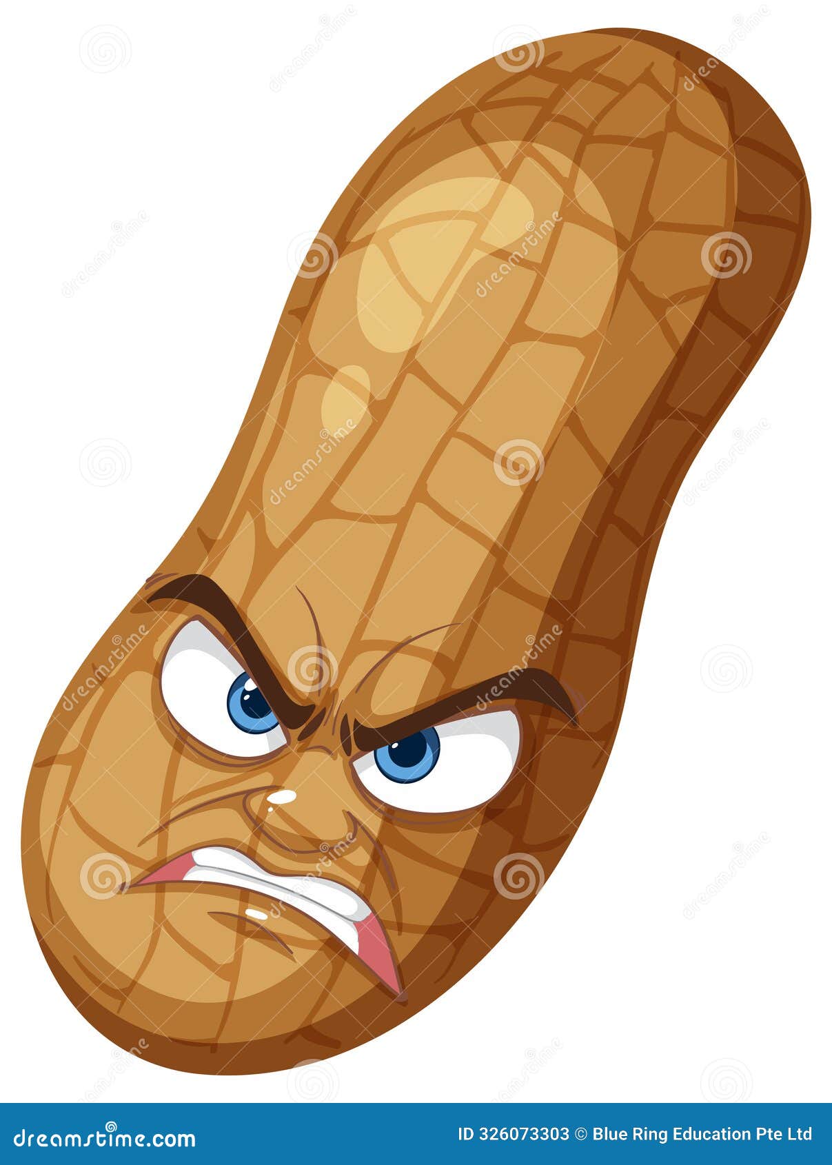 A Peanut with an Angry Expression Stock Illustration - Illustration of ...