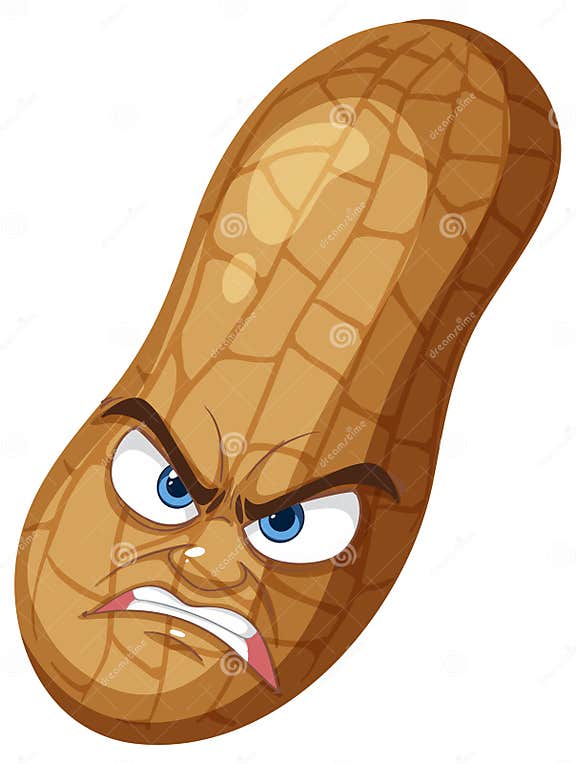A Peanut with an Angry Expression Stock Illustration - Illustration of ...