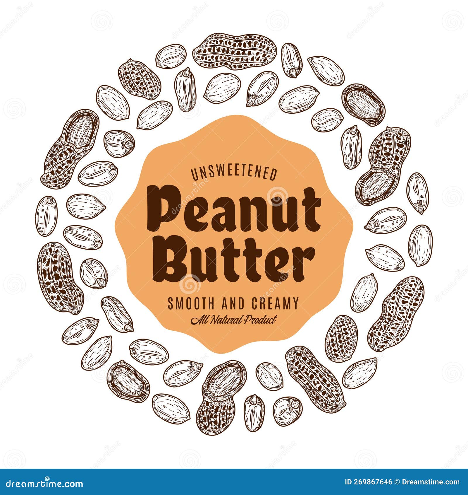 Peanut Butter Label, Peanut Seeds and Shells Icons Stock Vector ...