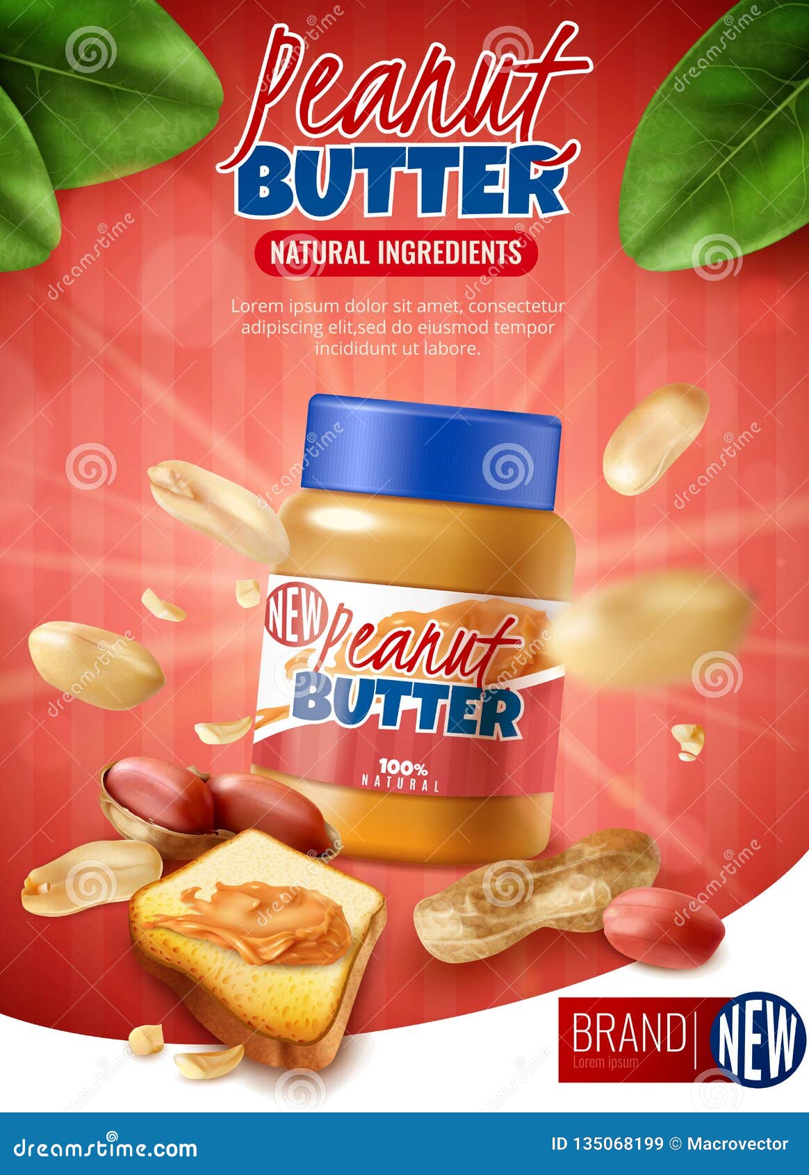 Peanut Butter Poster Ad stock vector. Illustration of natural - 135068199