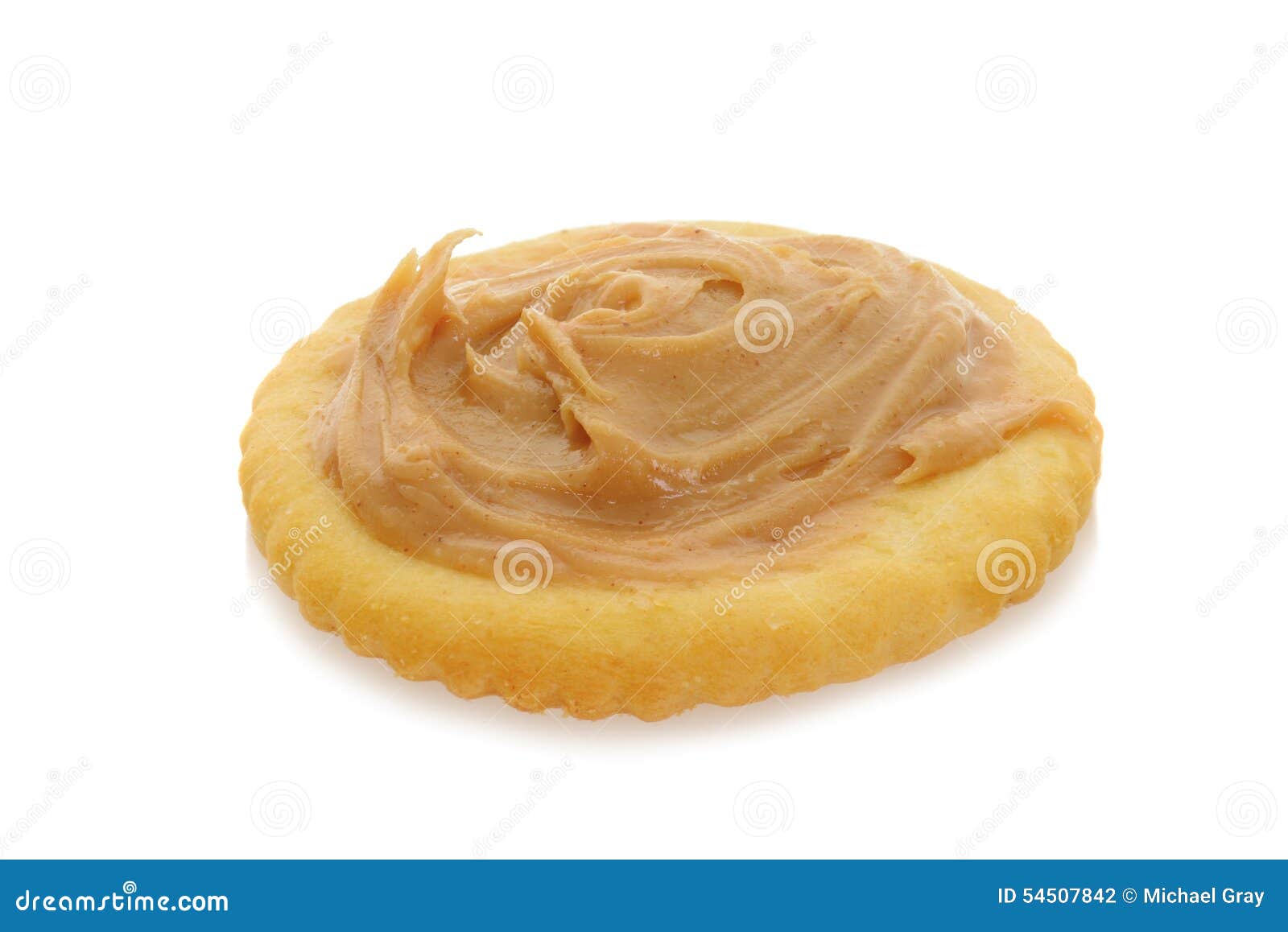 Peanut Butter on Round Cracker Stock Photo - Image of crunch, fiber ...
