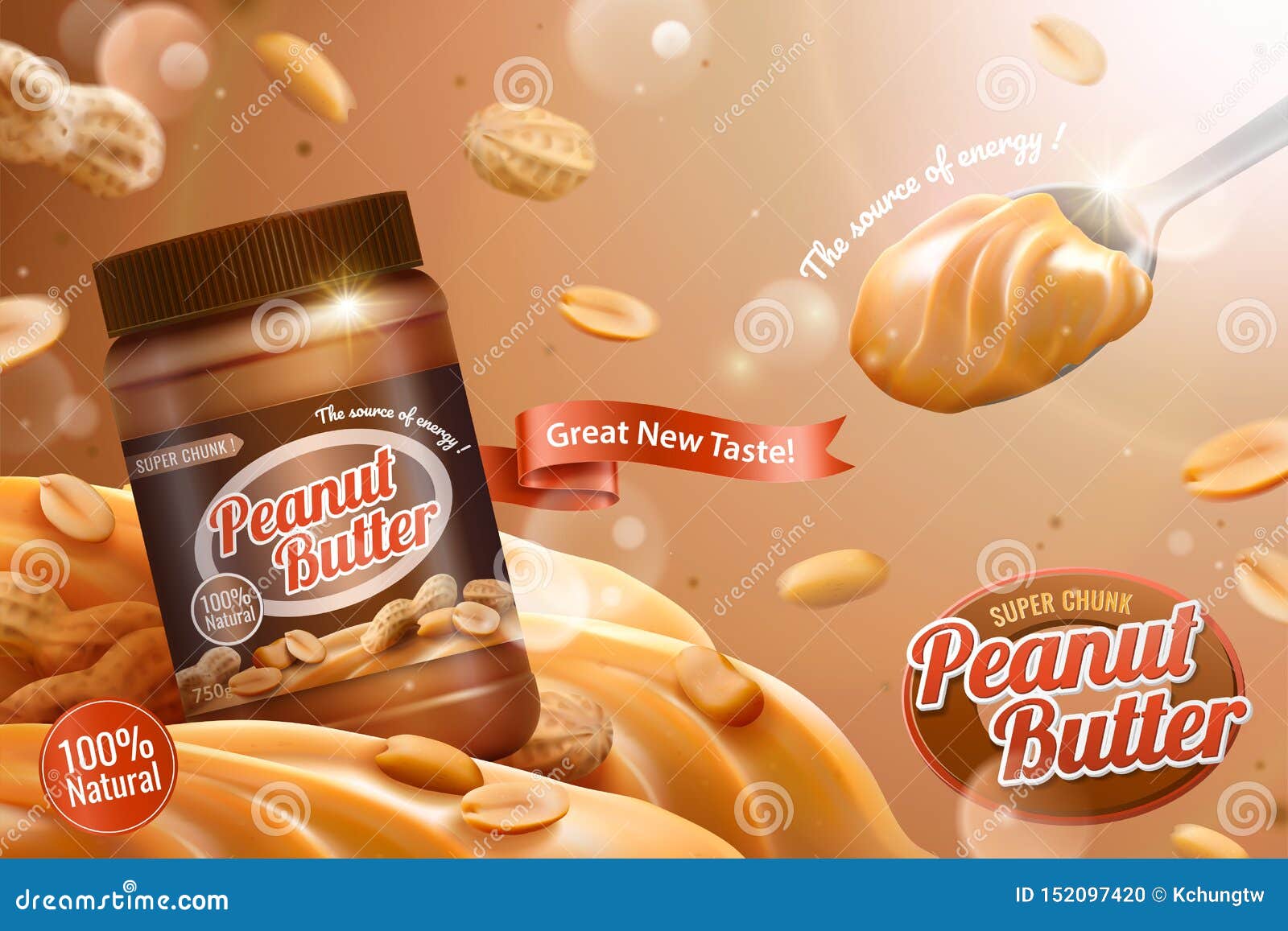 Peanut butter spread ads stock vector. Illustration of brown - 152097420