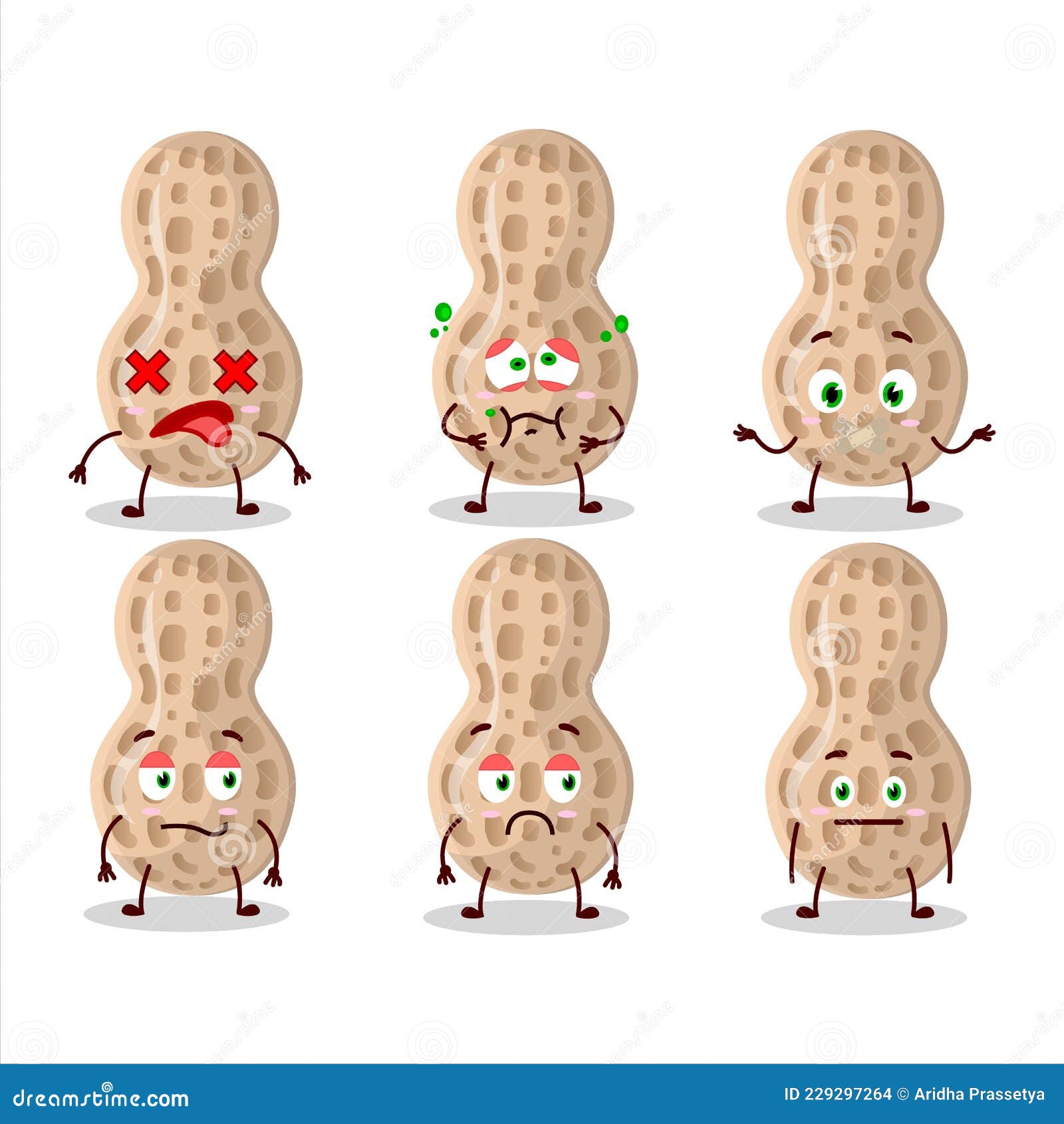 Peanut Cartoon in Character with Nope Expression Stock Vector ...