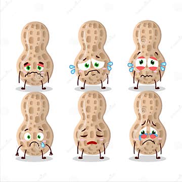 Peanut Cartoon in Character with Sad Expression Stock Vector ...