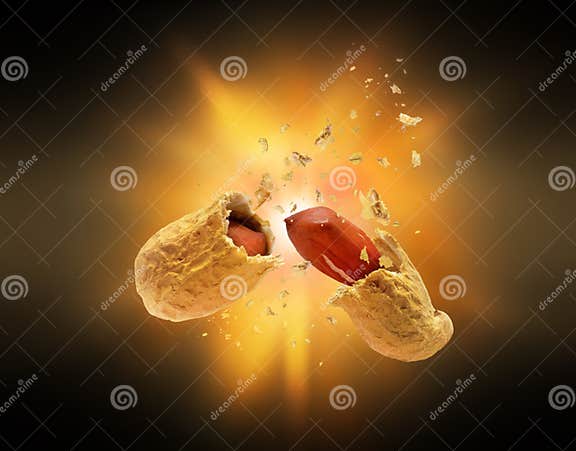 Peanut Explode into Two Parts in the Dark Stock Photo - Image of ...