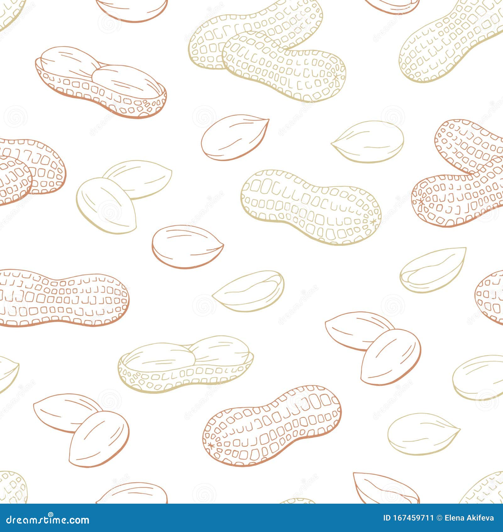 Peanut Graphic Color Sketch Seamless Pattern Background Illustration ...