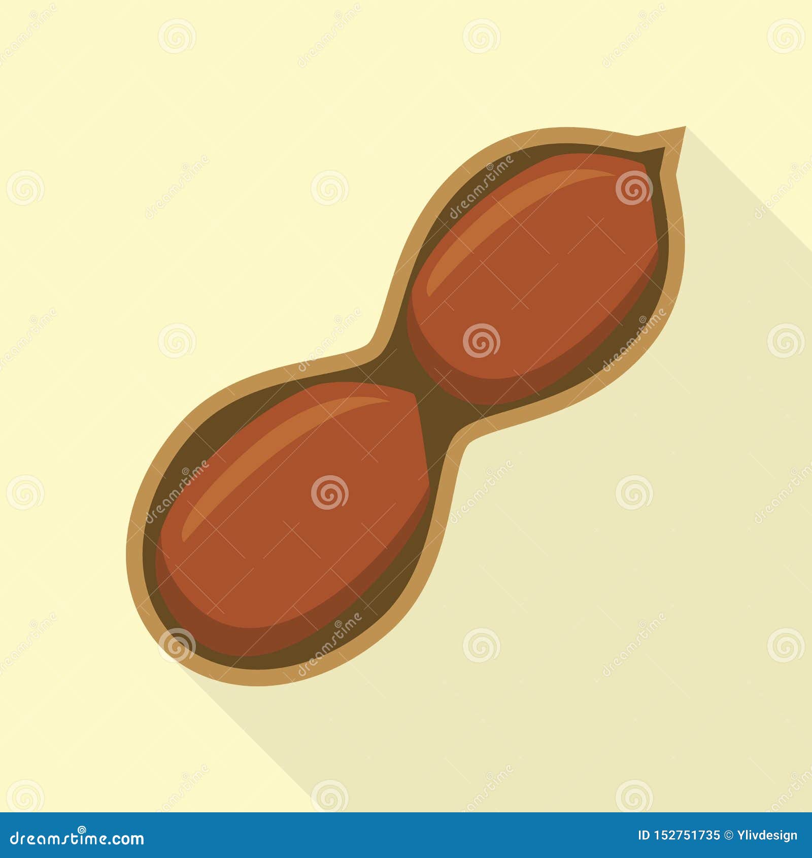 Peanut Half Shell Icon, Flat Style Stock Vector - Illustration of ...