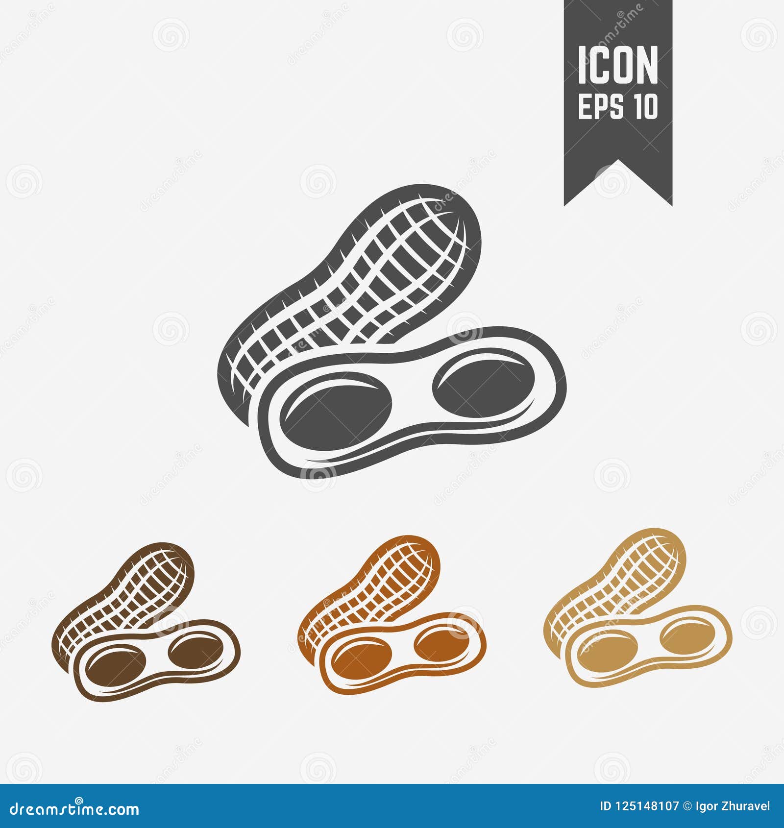Peanut Isolated Vector Black and Colored Icons Stock Vector ...