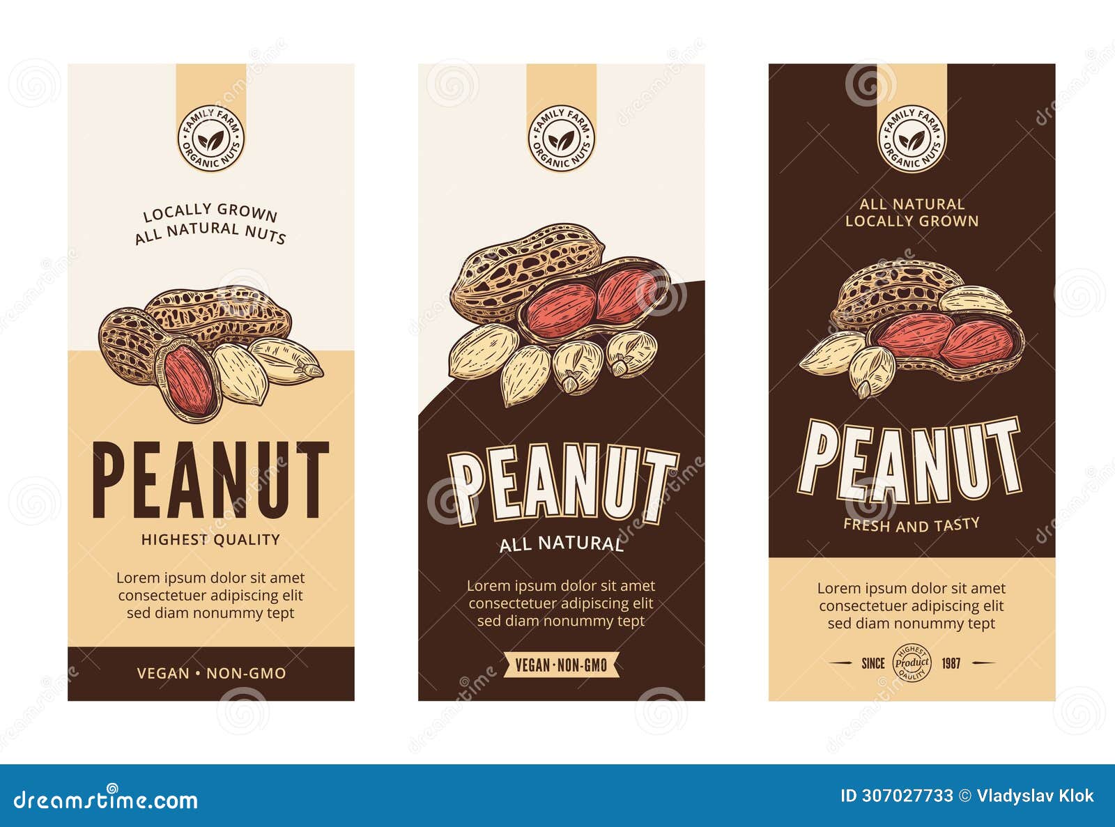Peanut Labels in Modern Style Stock Illustration - Illustration of ...