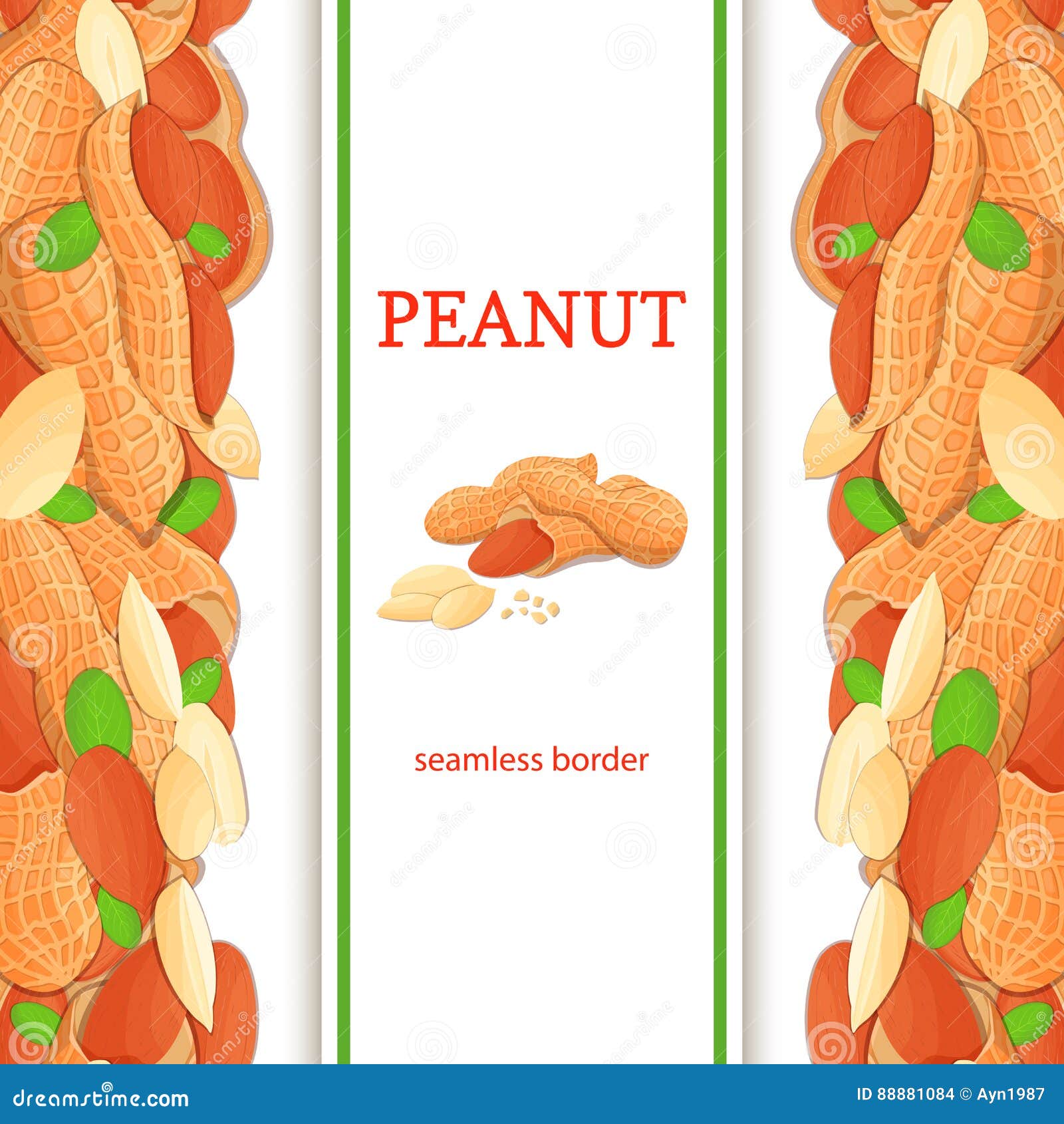 Peanut Nut Vertical Seamless Border. Vector Illustration with ...
