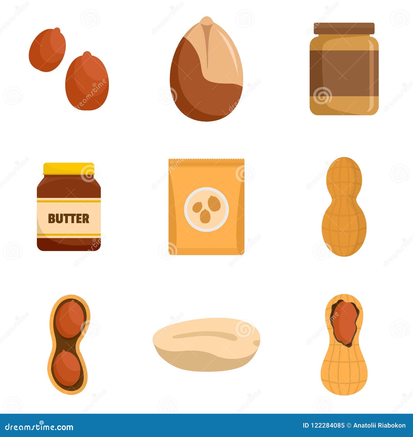 Peanut Nuts Butter Jar Icons Set, Flat Style Stock Vector ... Peanut Nuts Butter Jar Icons Set, Flat Style Stock Vector ...