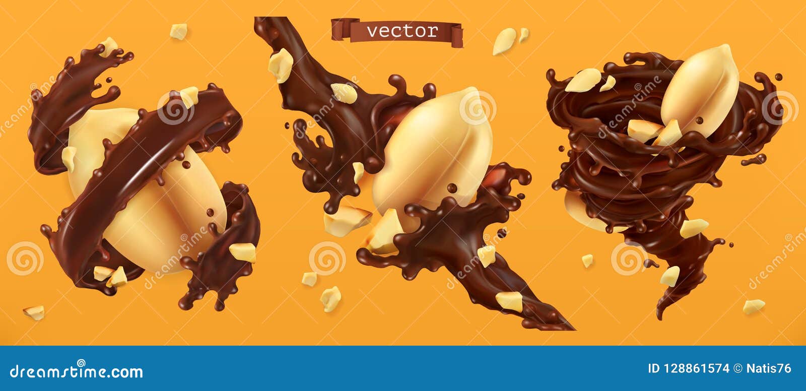 Set Of Chocolate Splashes With Brush Calligraphy. Choco Lettering ...