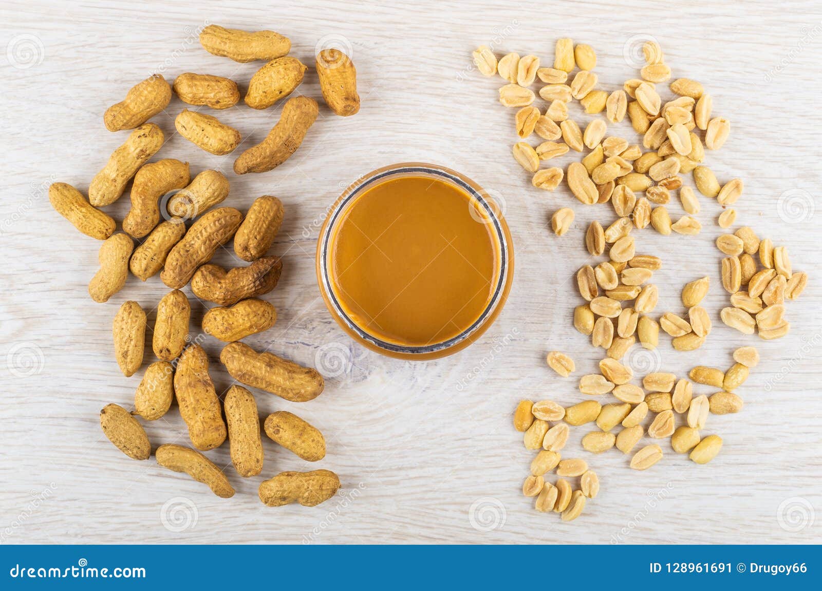 Peanut Paste in Jar, Peanuts in Shell, Peeled Peanuts Stock Image ...