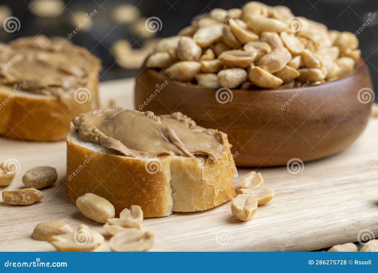 Peanut Paste on a Soft Wheat Baguette Stock Photo - Image of paste ...