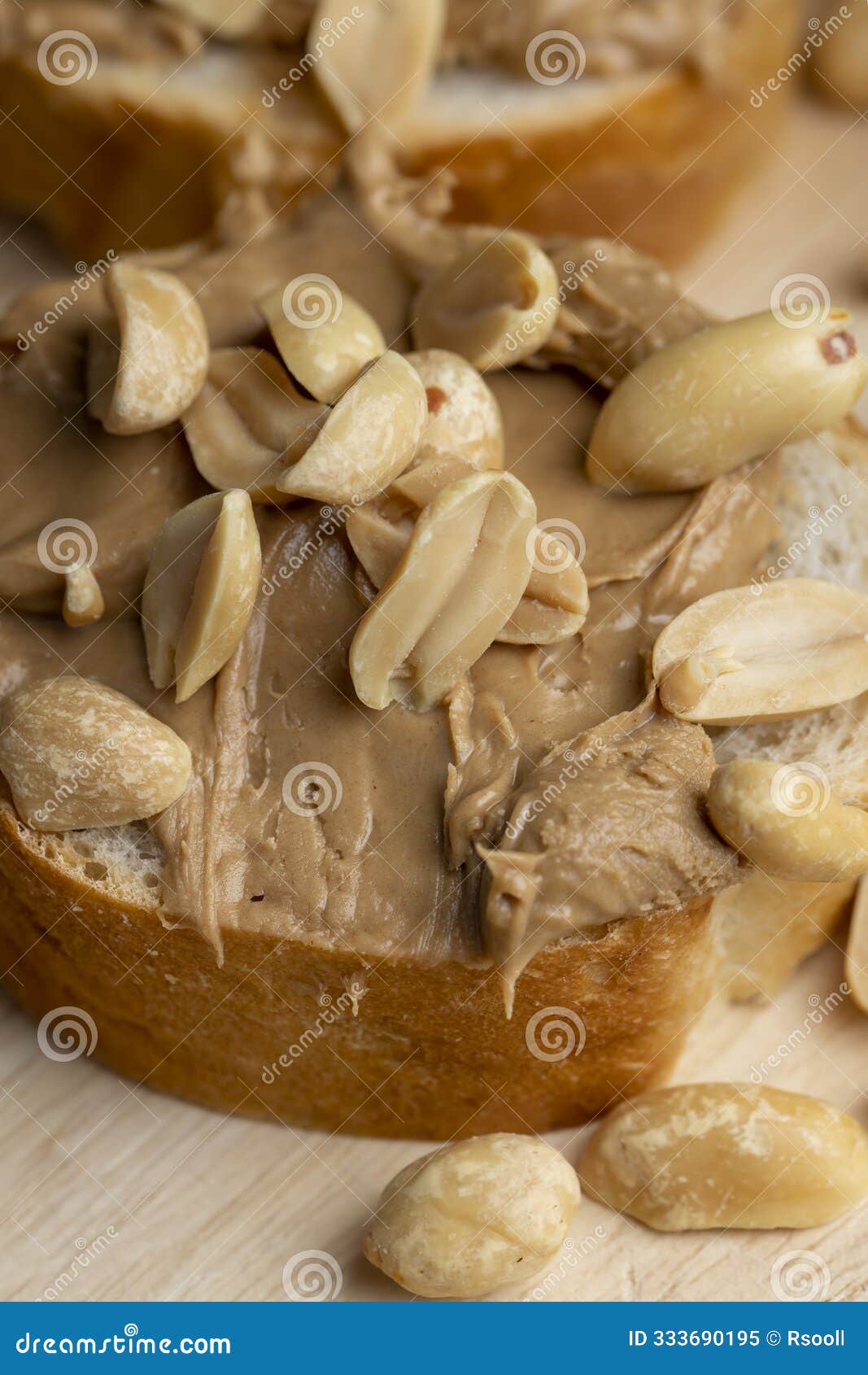 Peanut Paste on a Soft Wheat Baguette Stock Image - Image of gourmet ...