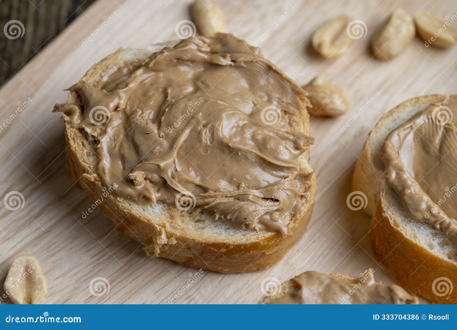 Peanut Paste on a Soft Wheat Baguette Stock Photo - Image of snack ...