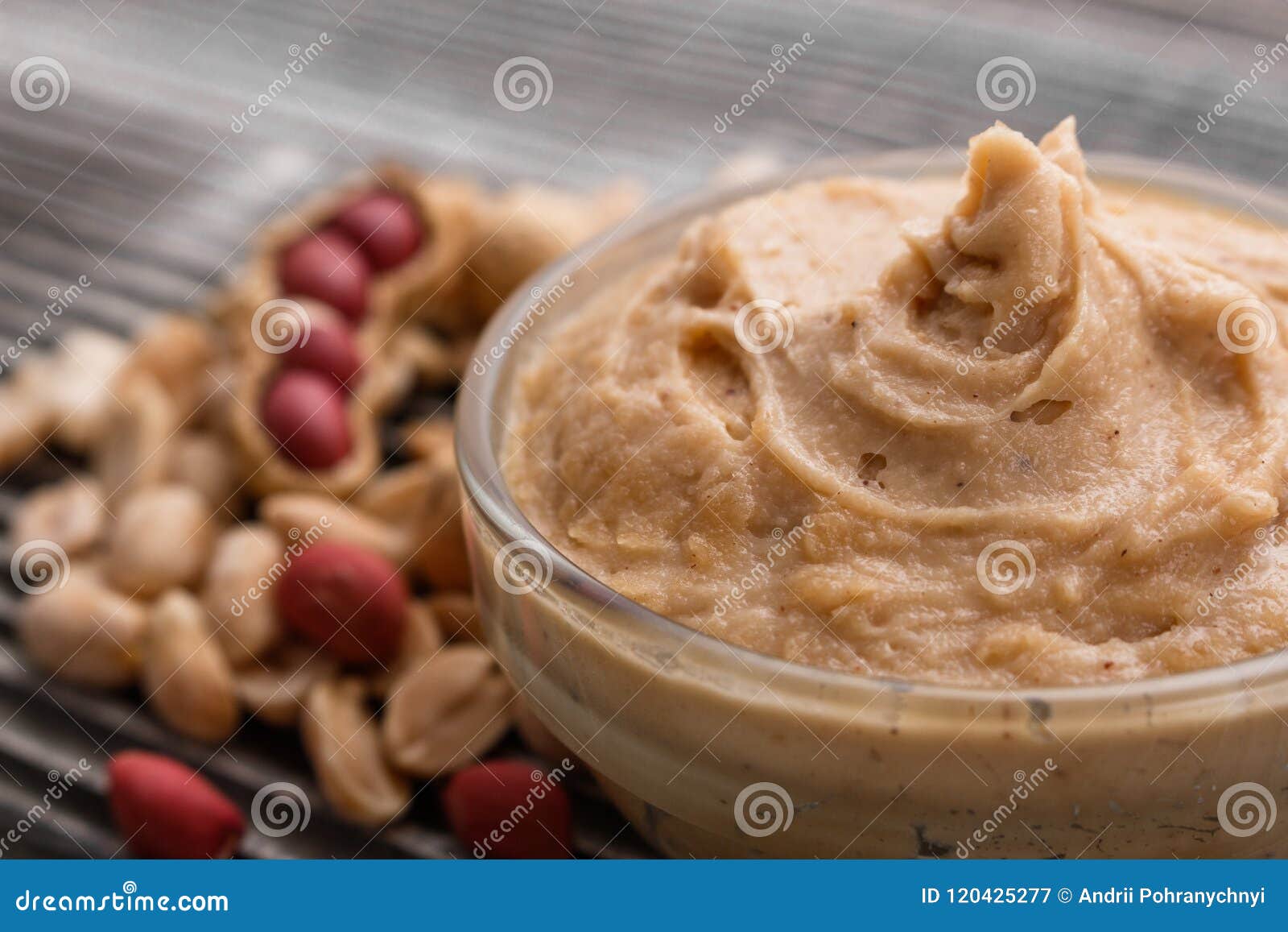 Peanut Paste on a Wooden Rustic Background Stock Image - Image of ...