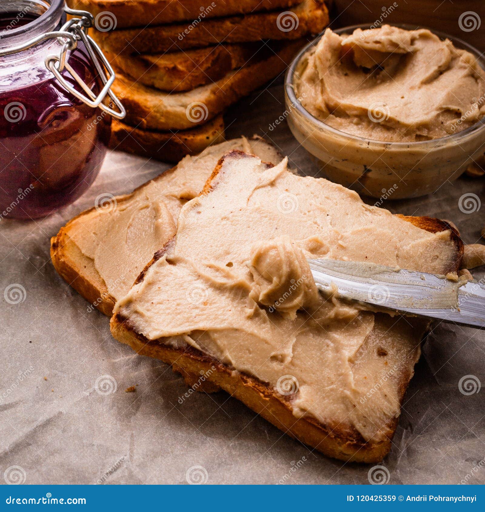 Peanut Paste on a Wooden Rustic Background Stock Image - Image of fresh ...