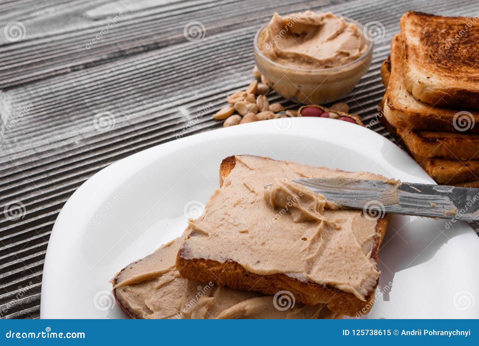 Peanut Paste on a Wooden Rustic Background Stock Image - Image of ...