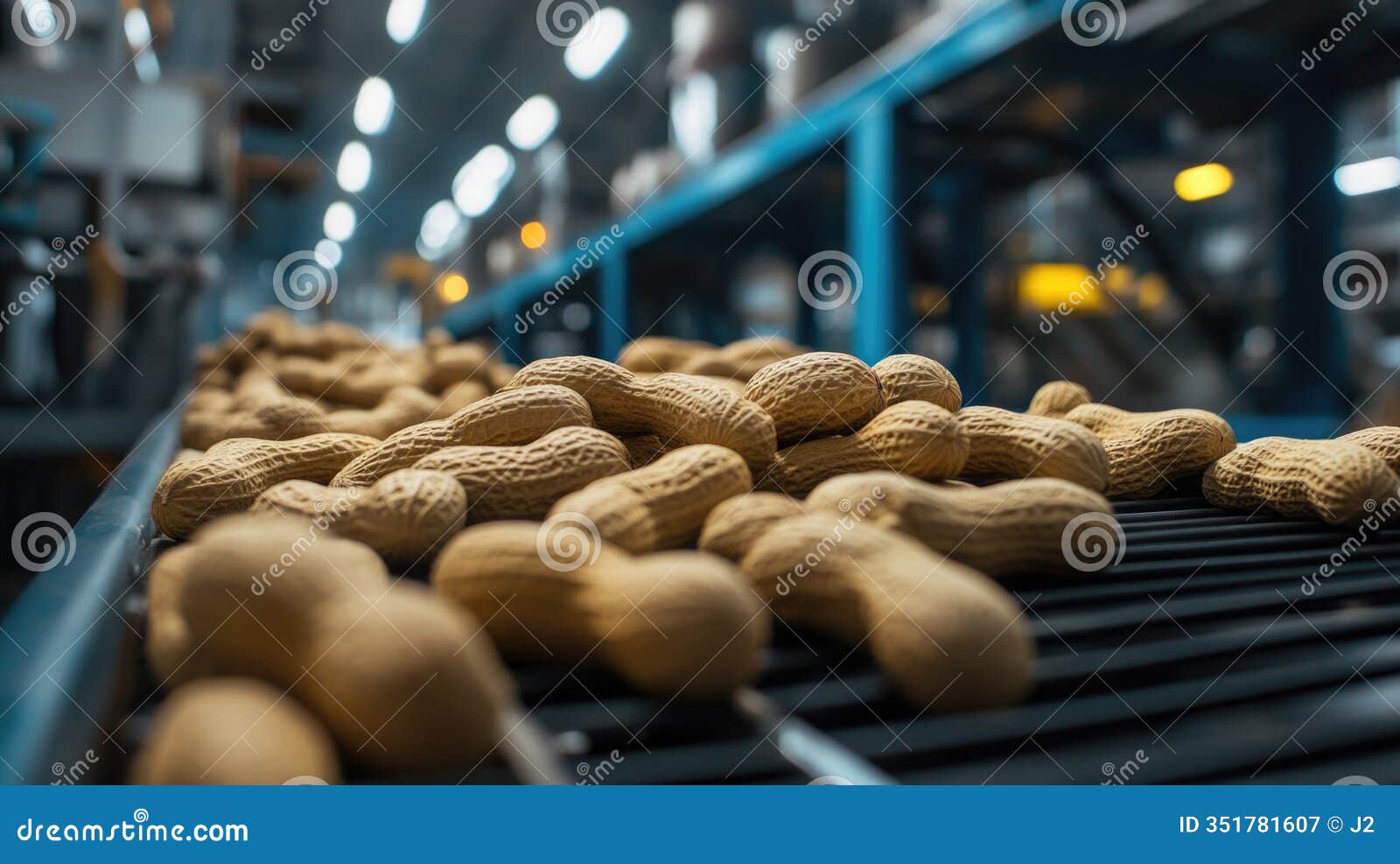 Peanut Processing in Factory with Conveyor Belt in Industrial Setting ...