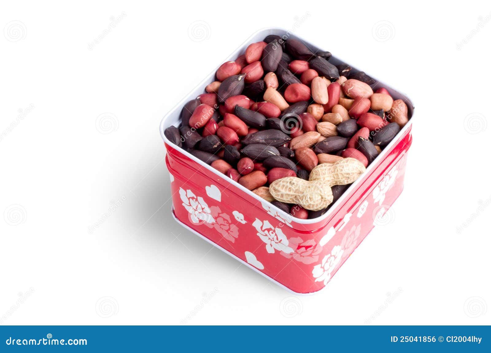 Peanut in a red box stock photo. Image of color, black - 25041856