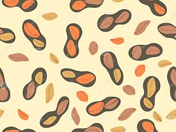 Peanut Seamless Pattern. Roasted Peanuts in Shell. Background Design ...