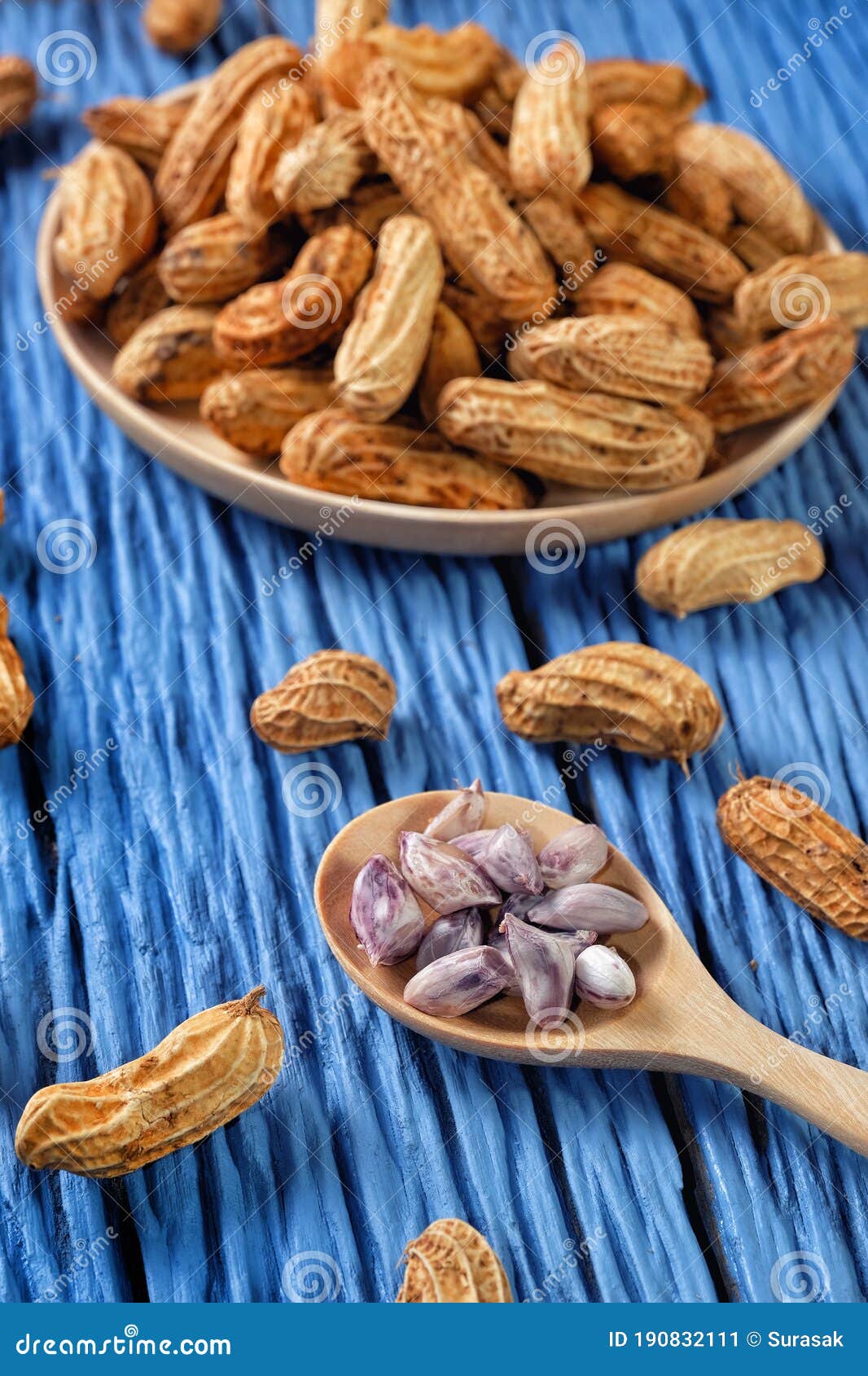 Peanuts on Blue Wood Background Stock Image - Image of cooking, cloth ...