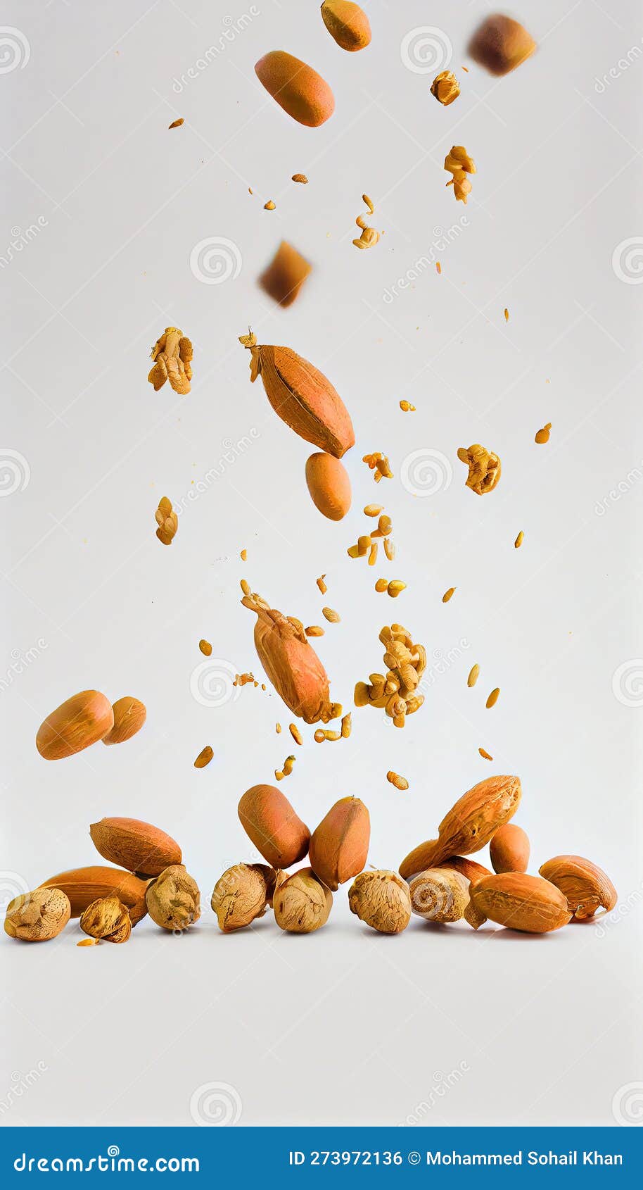 Peanuts Creatively Falling-Dripping Flying or Splashing on White ...