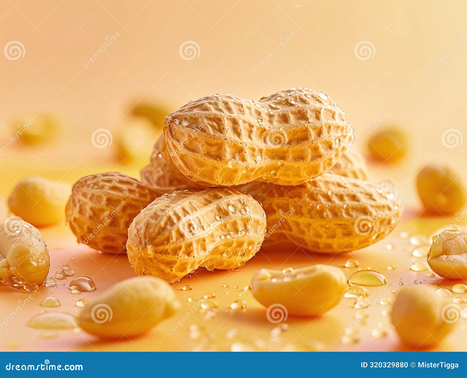 Peanuts, Equally Spaced, on a Light Background, Isometric Angle, Macro ...