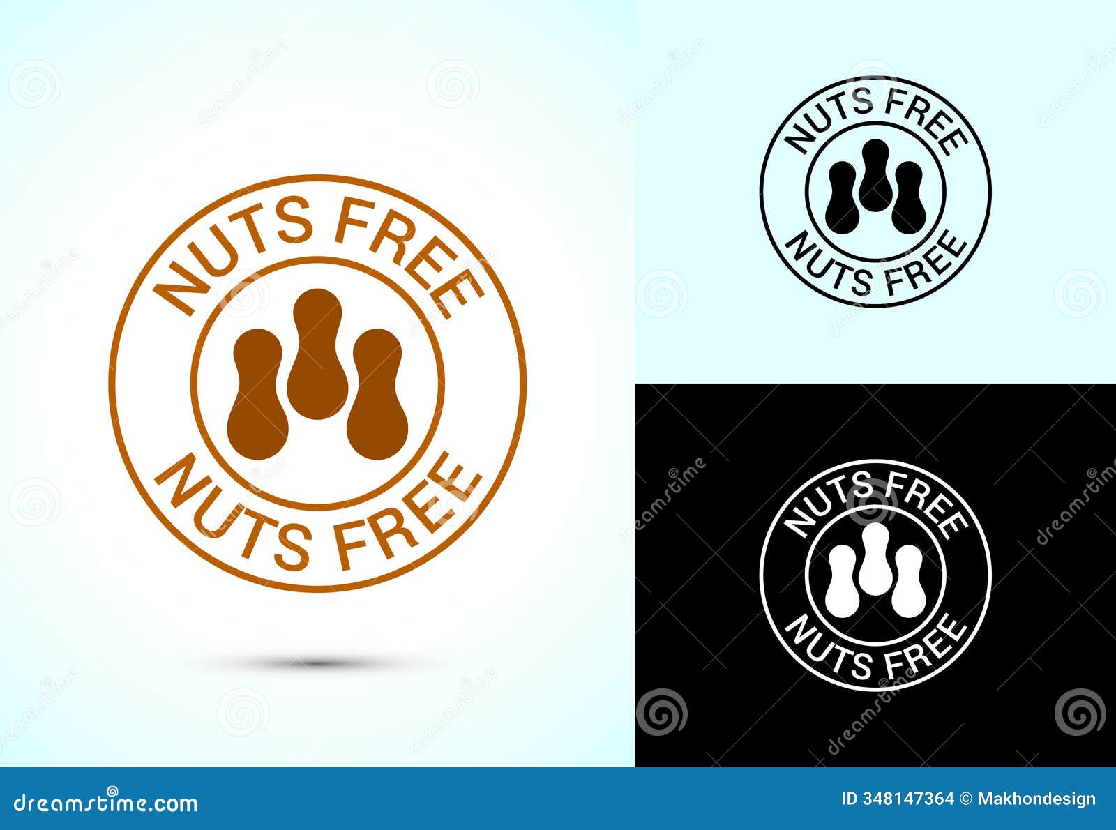 Peanuts Free Icon, No Nuts Label. Allergen Free Logo Illustration Stock ...