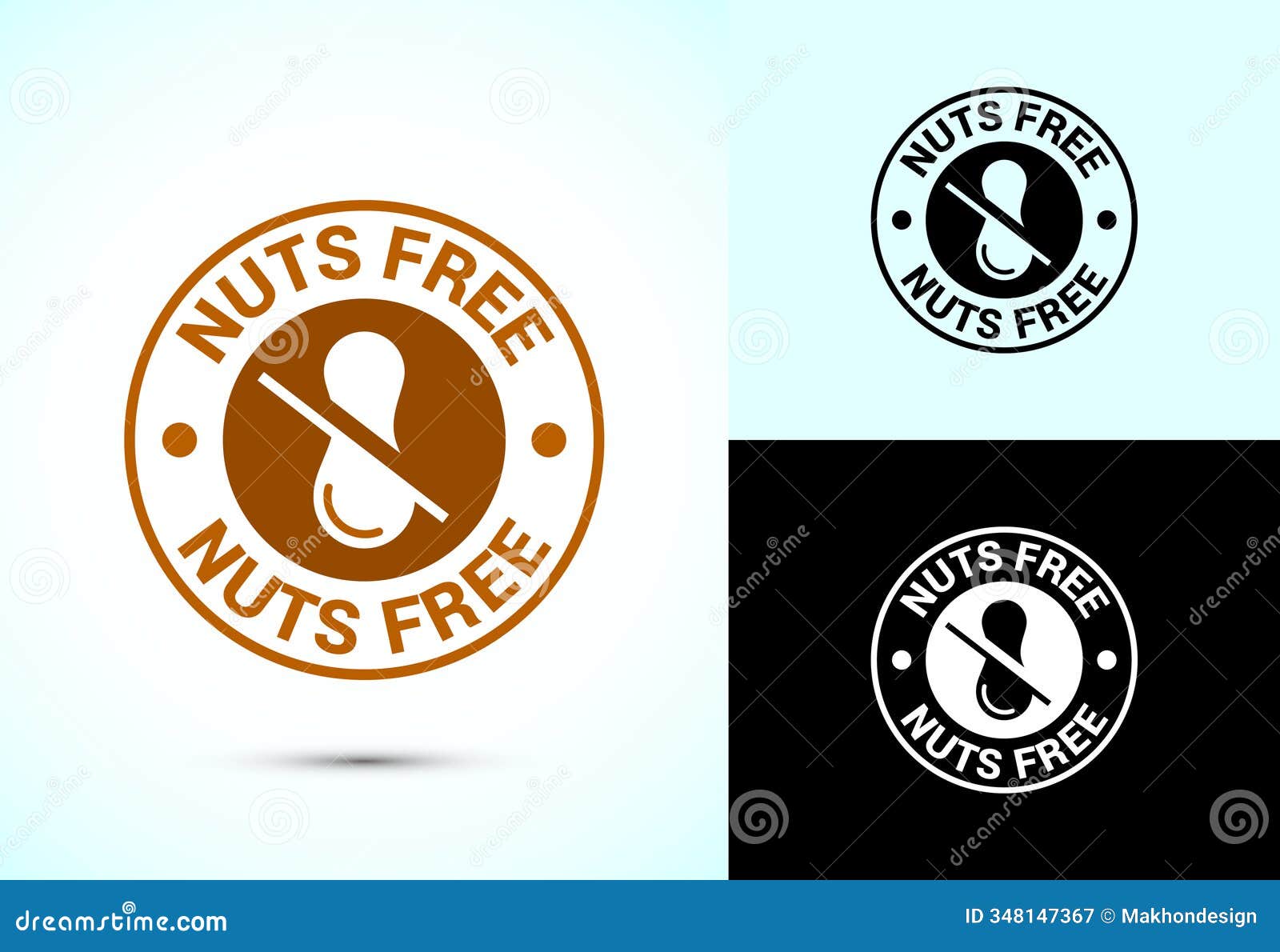 Peanuts Free Icon, No Nuts Label. Allergen Free Logo Illustration Stock ...