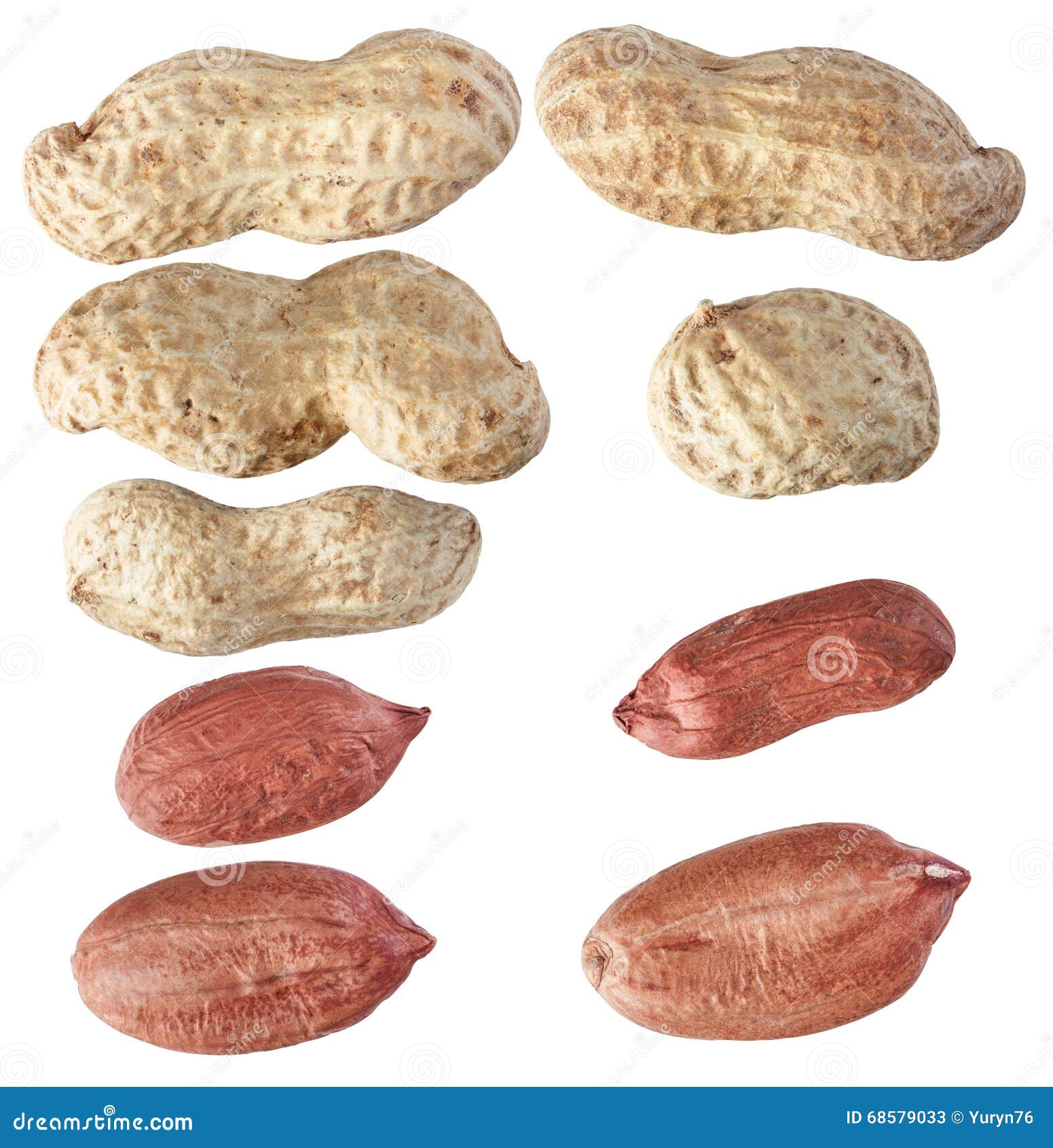 Peanuts Isolate on White Background, Closeup, from Various Angle Stock ...
