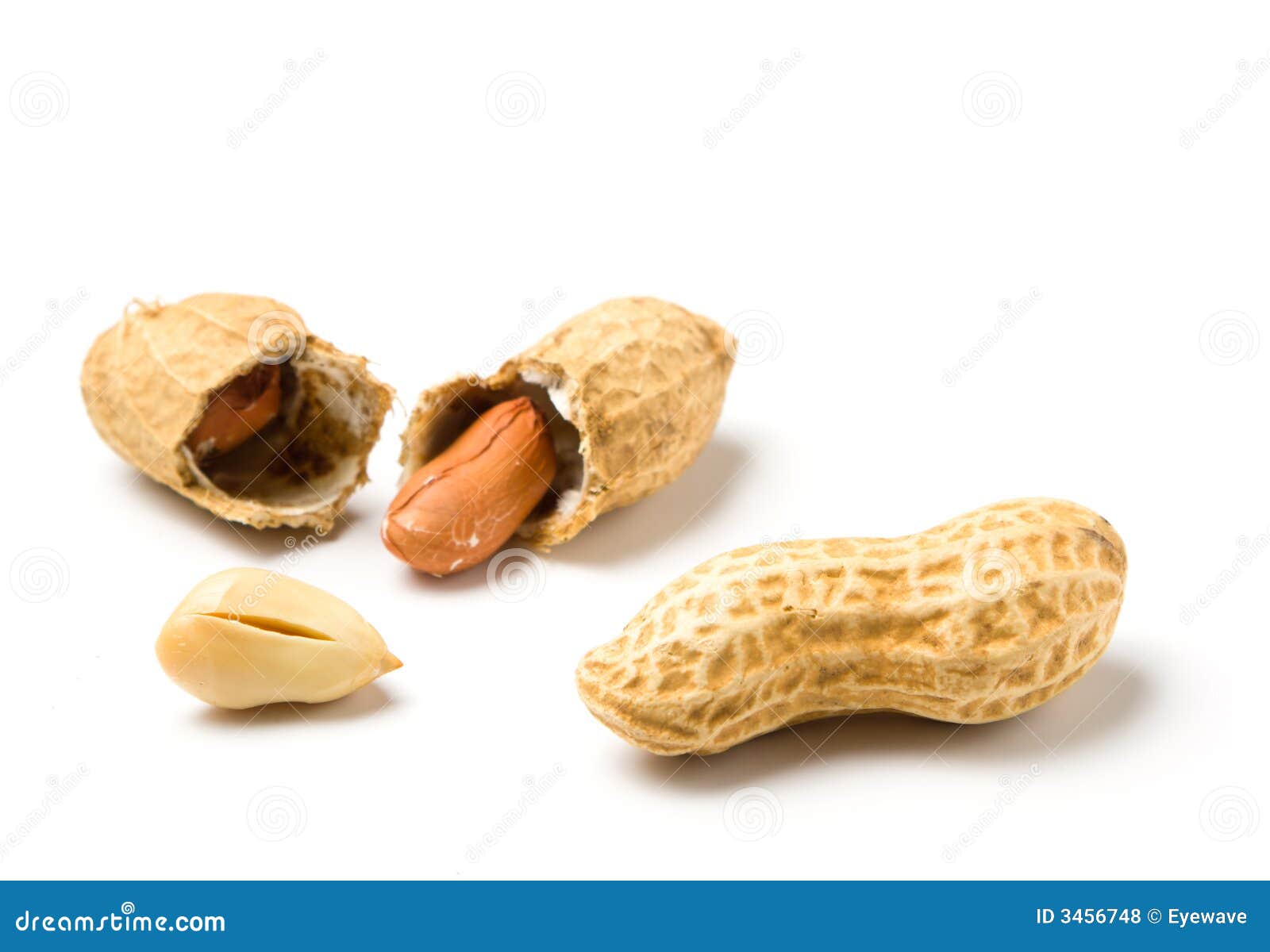 Peanuts isolated on white stock photo. Image of broken - 3456748