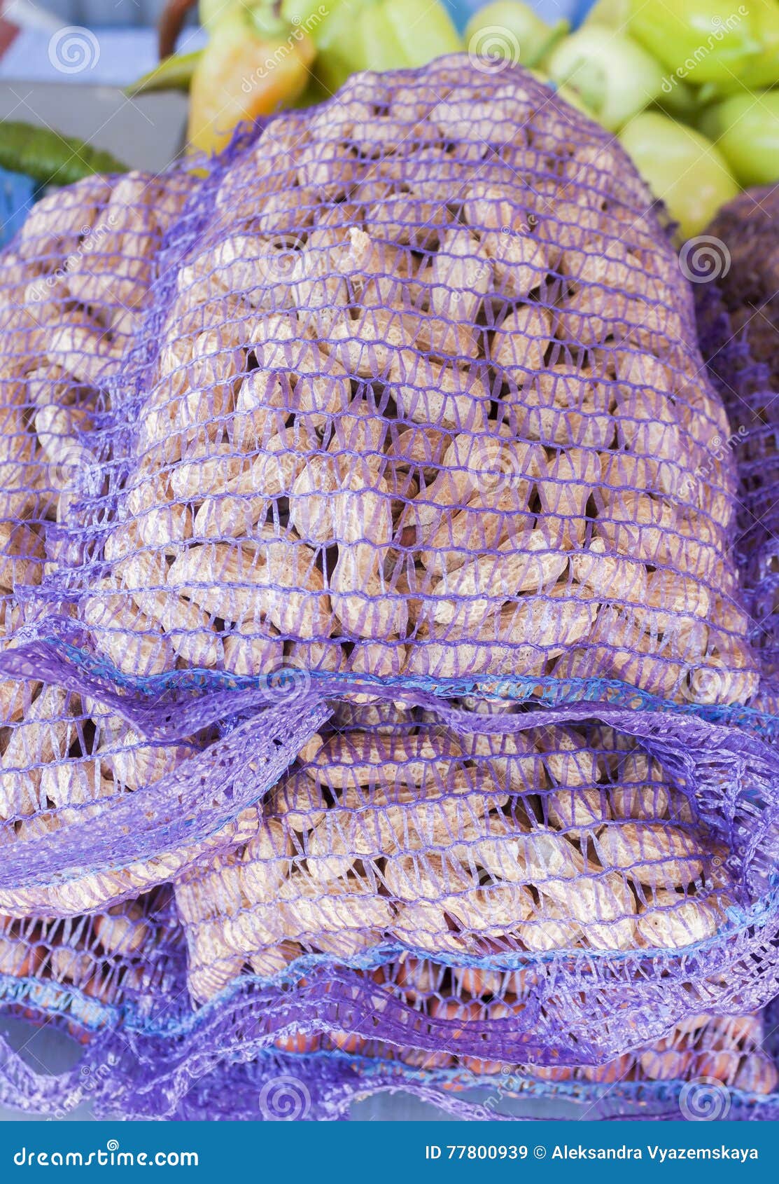 Peanuts in Net Bags Lay on the Counter Stock Image - Image of fruit ...