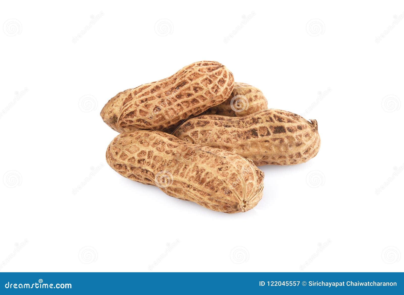 Peanuts, Nuts in Shells on White Background. Stock Image - Image of ...