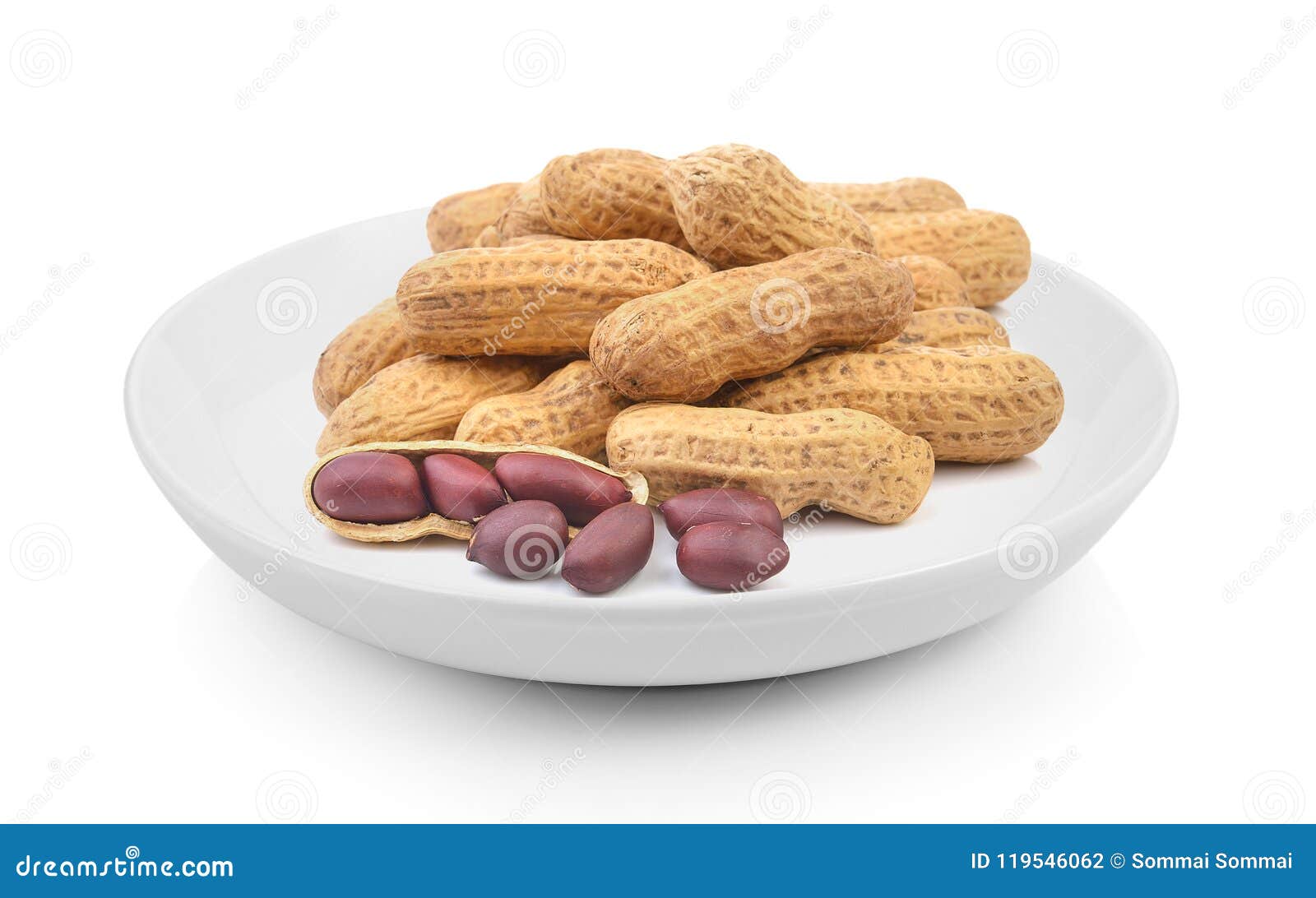 Peanuts in Plate on White Background Stock Photo - Image of nature ...