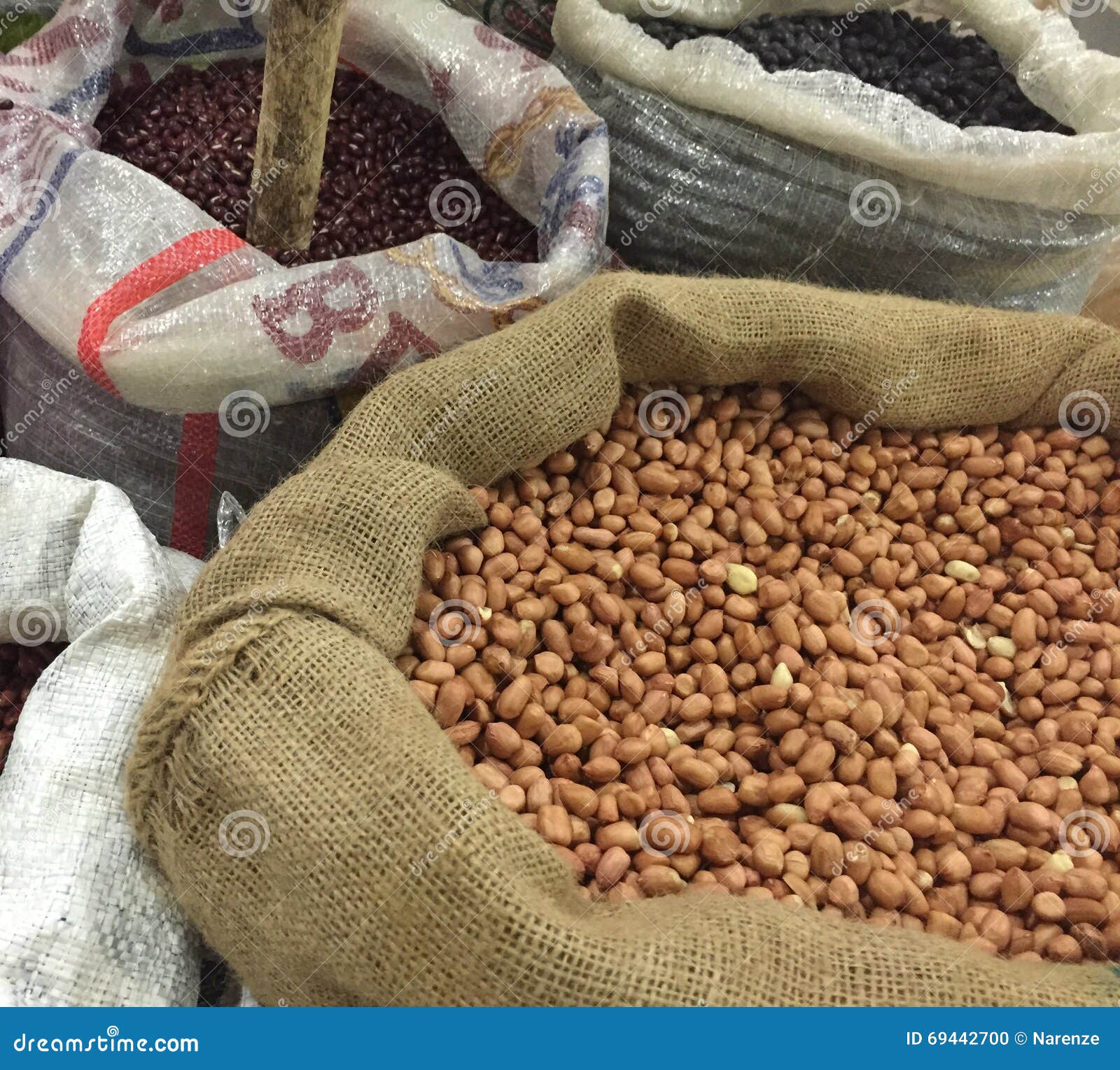 Peanuts in sack stock photo. Image of groundnut, kind - 69442700