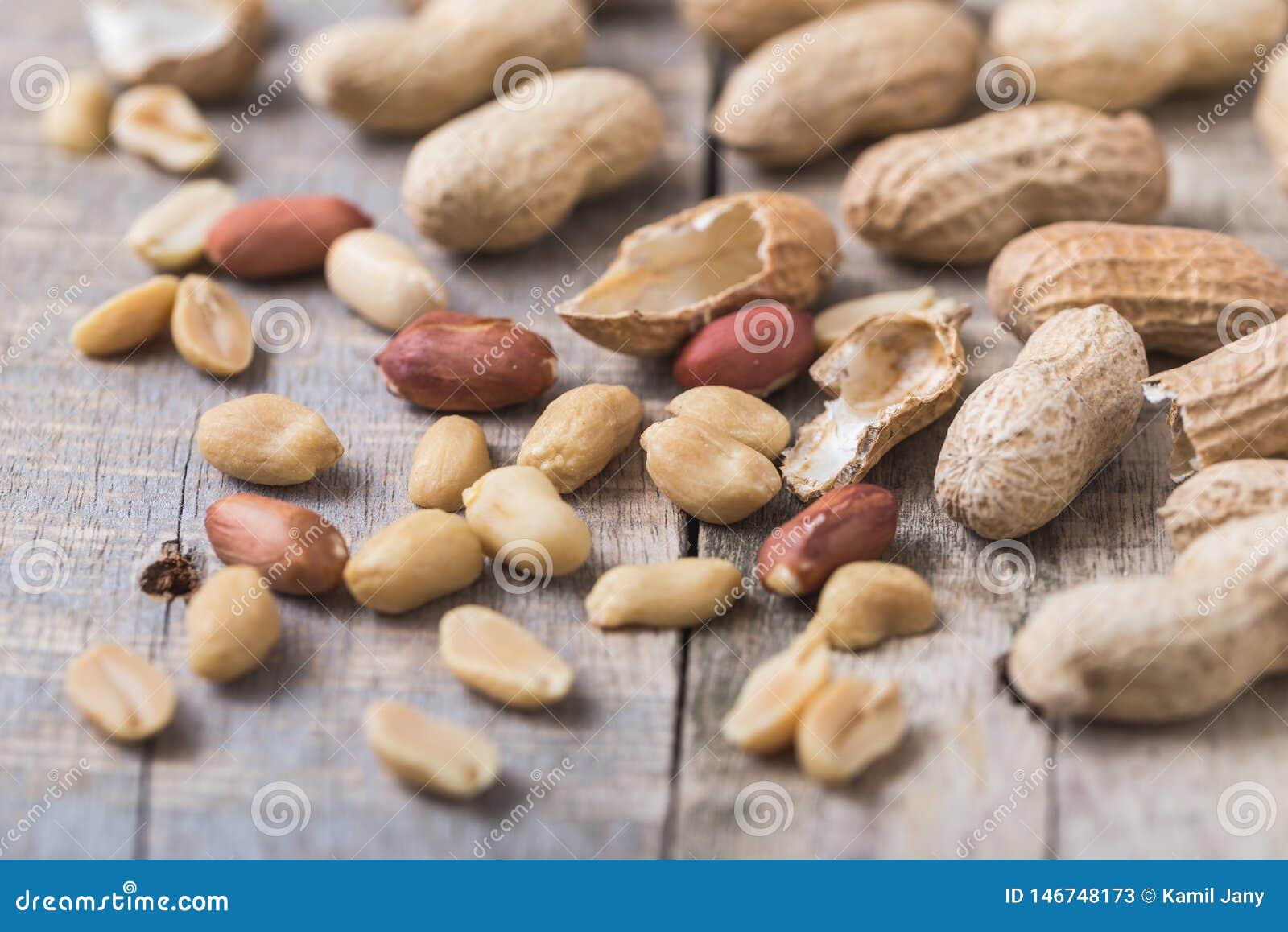 Peanuts Scattered on Natural Wooden Desk Stock Image - Image of fried ...