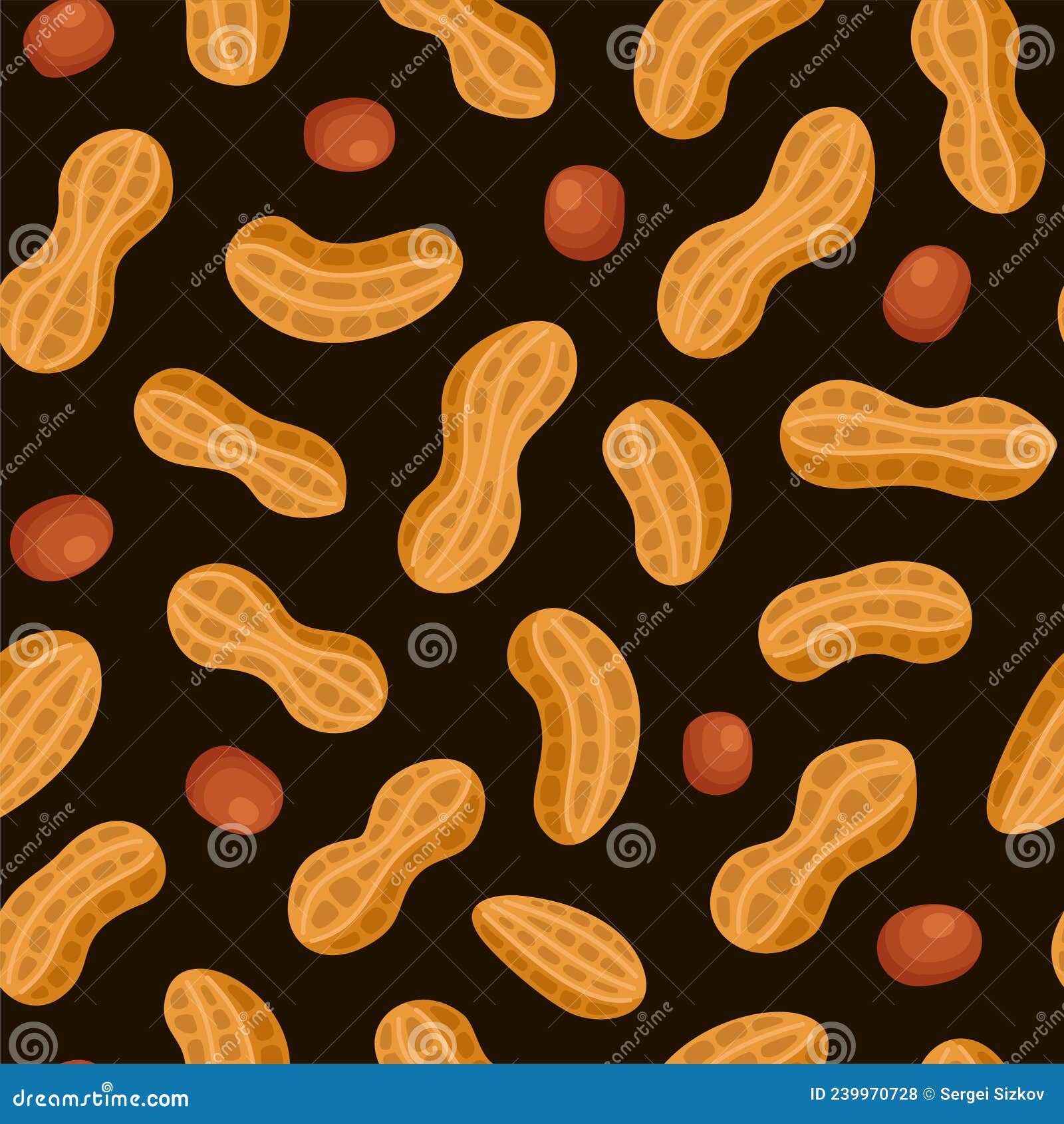 Peanuts Seamless Pattern on Dark Background. Vector Stock Vector ...