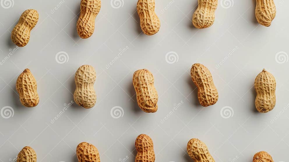 Peanuts in Shell Arranged in Pattern on White Background, Overhead View ...