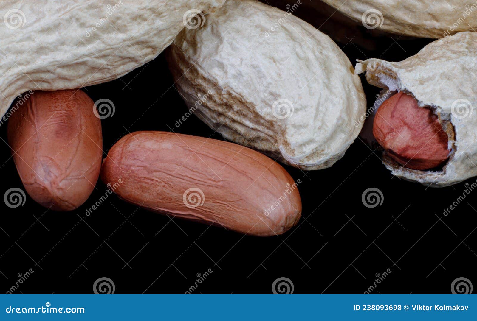 Peanuts in the Shell and without it on a Black Background Stock Photo ...