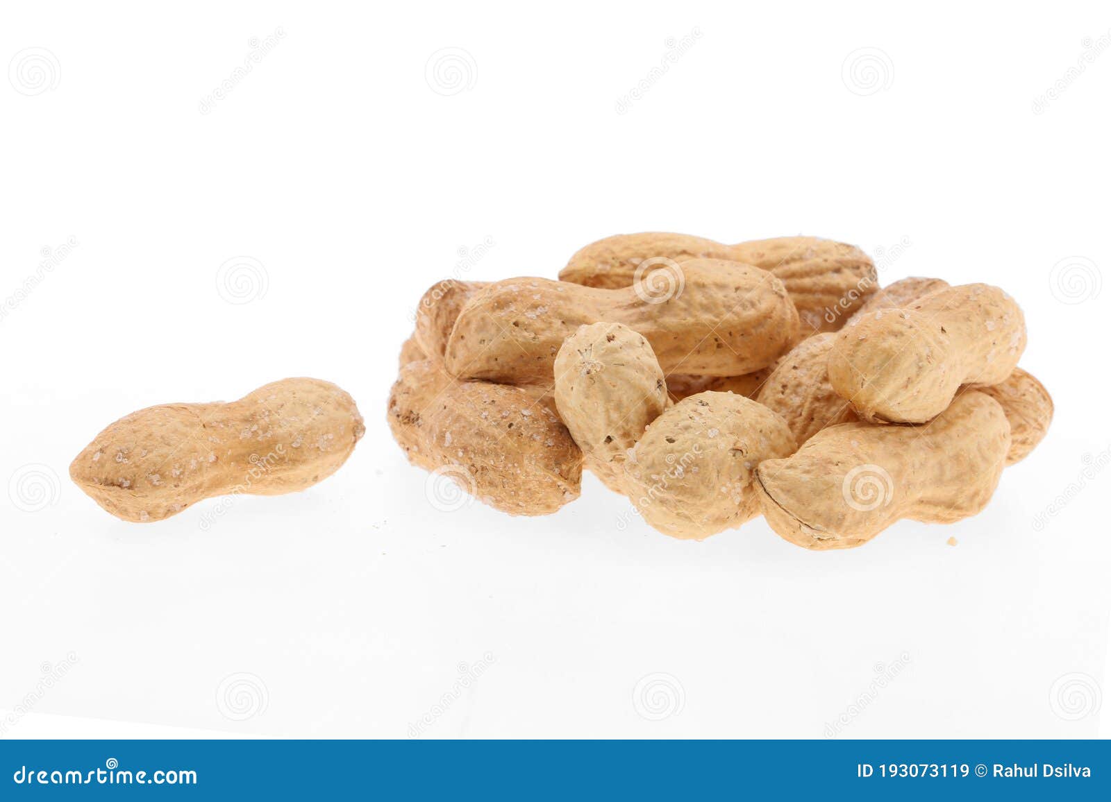 Peanuts Stack in Husk One Broken with Two Seeds Inside Isolated on ...
