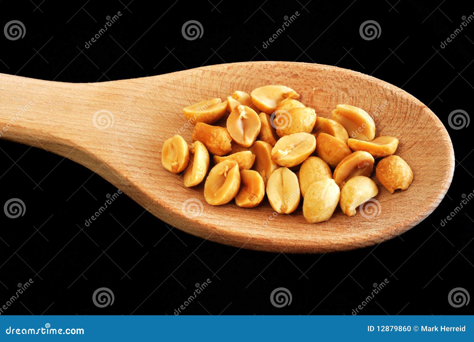 Peanuts on Wooden Spoon stock photo. Image of shelled - 12879860
